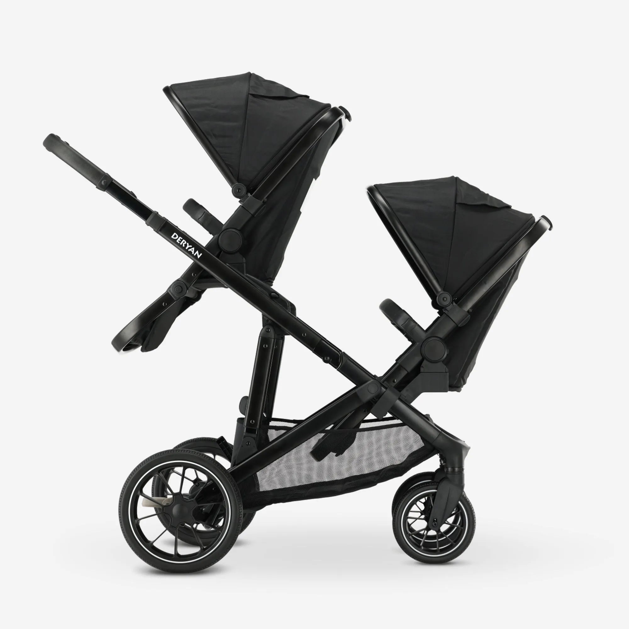 DERYAN Evy Duo Stroller Black 2 Seats: Safe & User-Friendly.